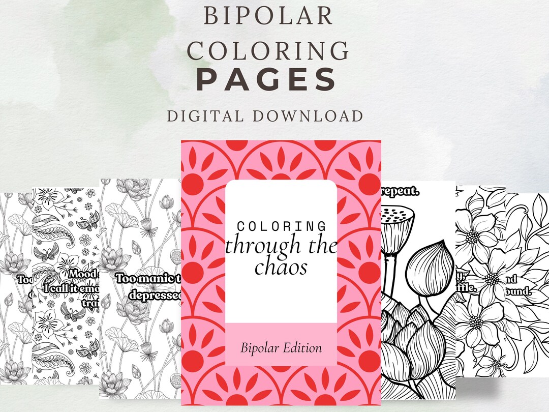 Bipolar Support Coloring Pages for Adults – 20 Page Emotional Art ...