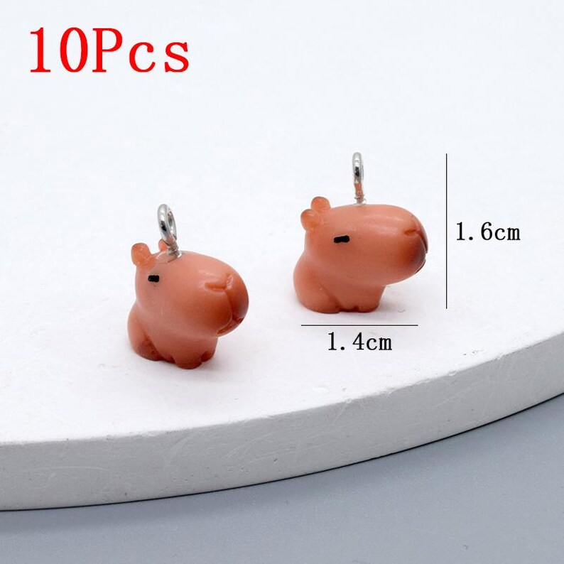 6/10pcs Kawaii Mini 3D Capybara Resin Charms Lovely Lazy Cavy Animal ...
