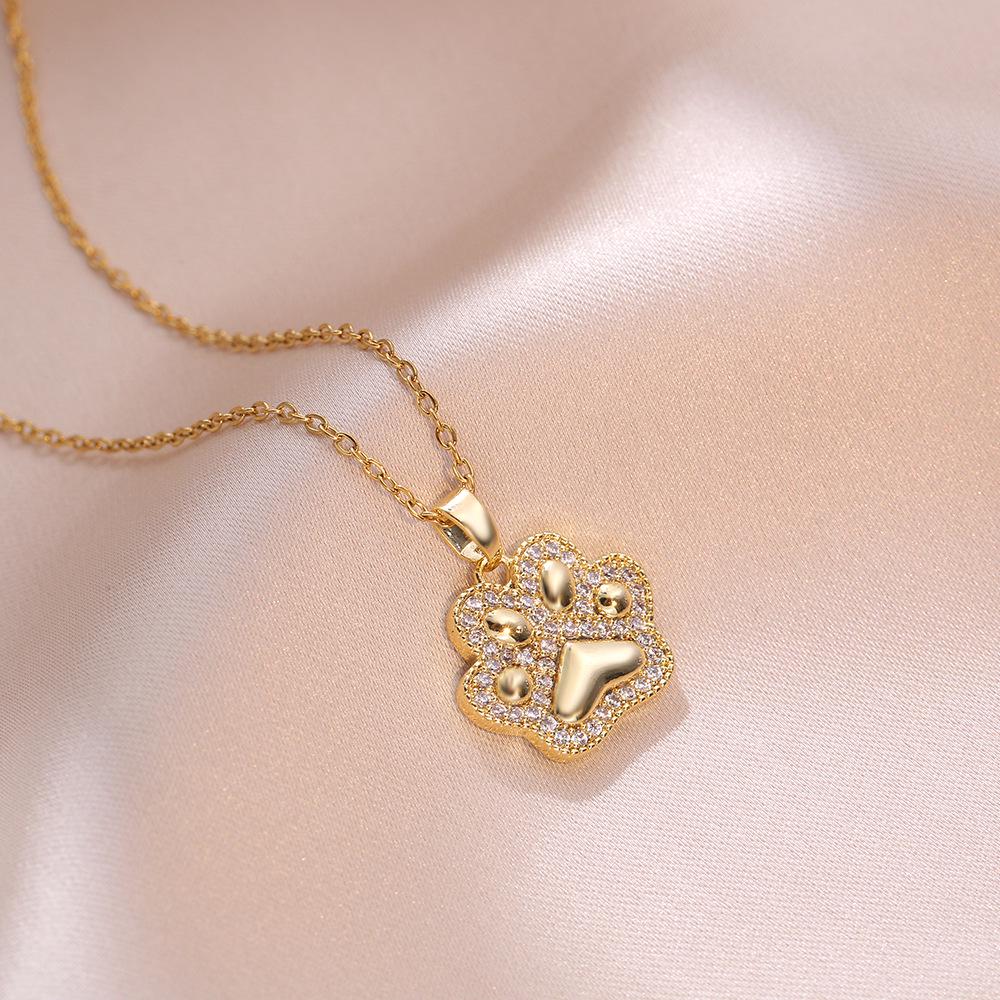 Sweet Cute Cat's-claw Pendant Necklaces for Women Girls Stainless Steel ...
