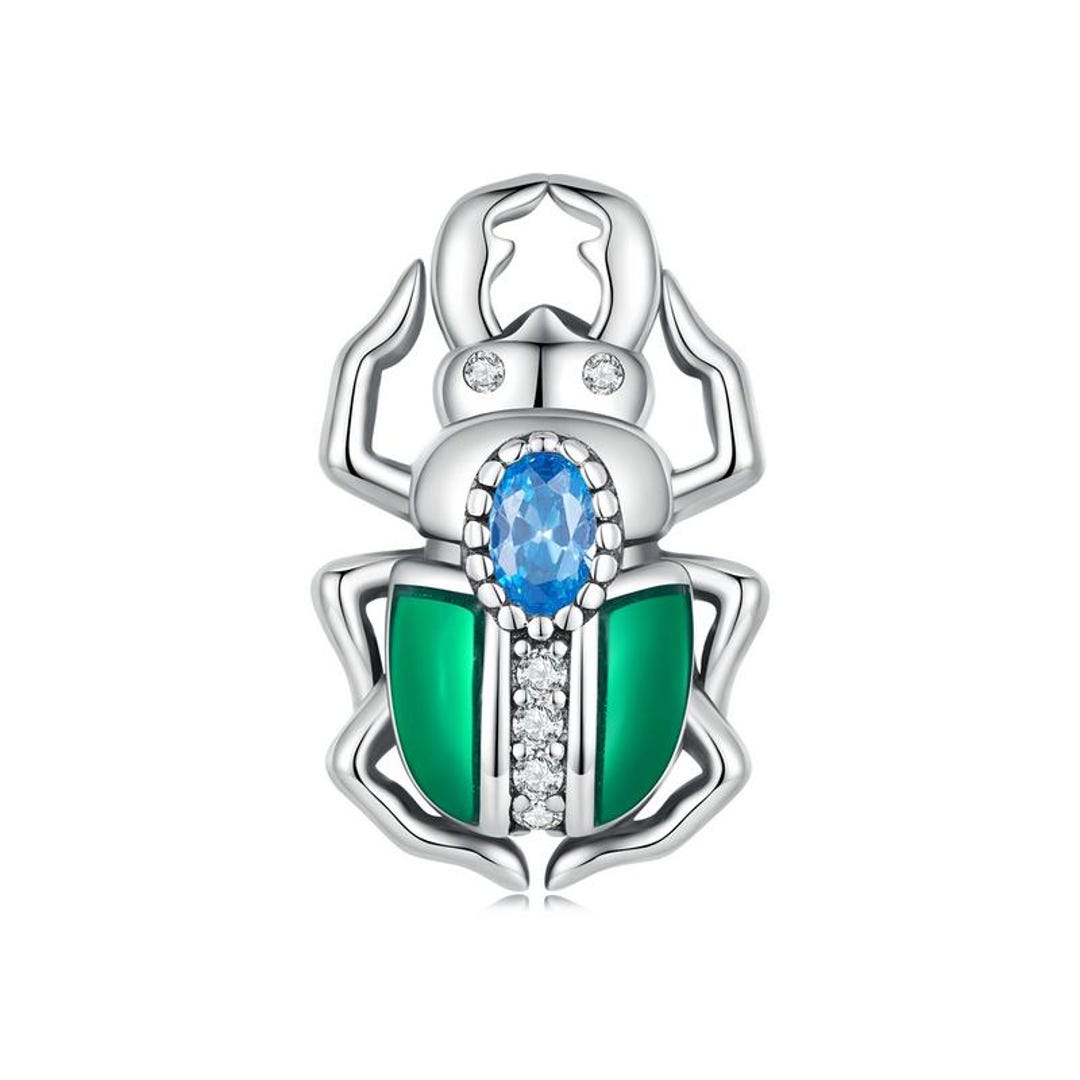 925 Sterling Silver Green Beetle Beads Animal Charms for Women Fit ...