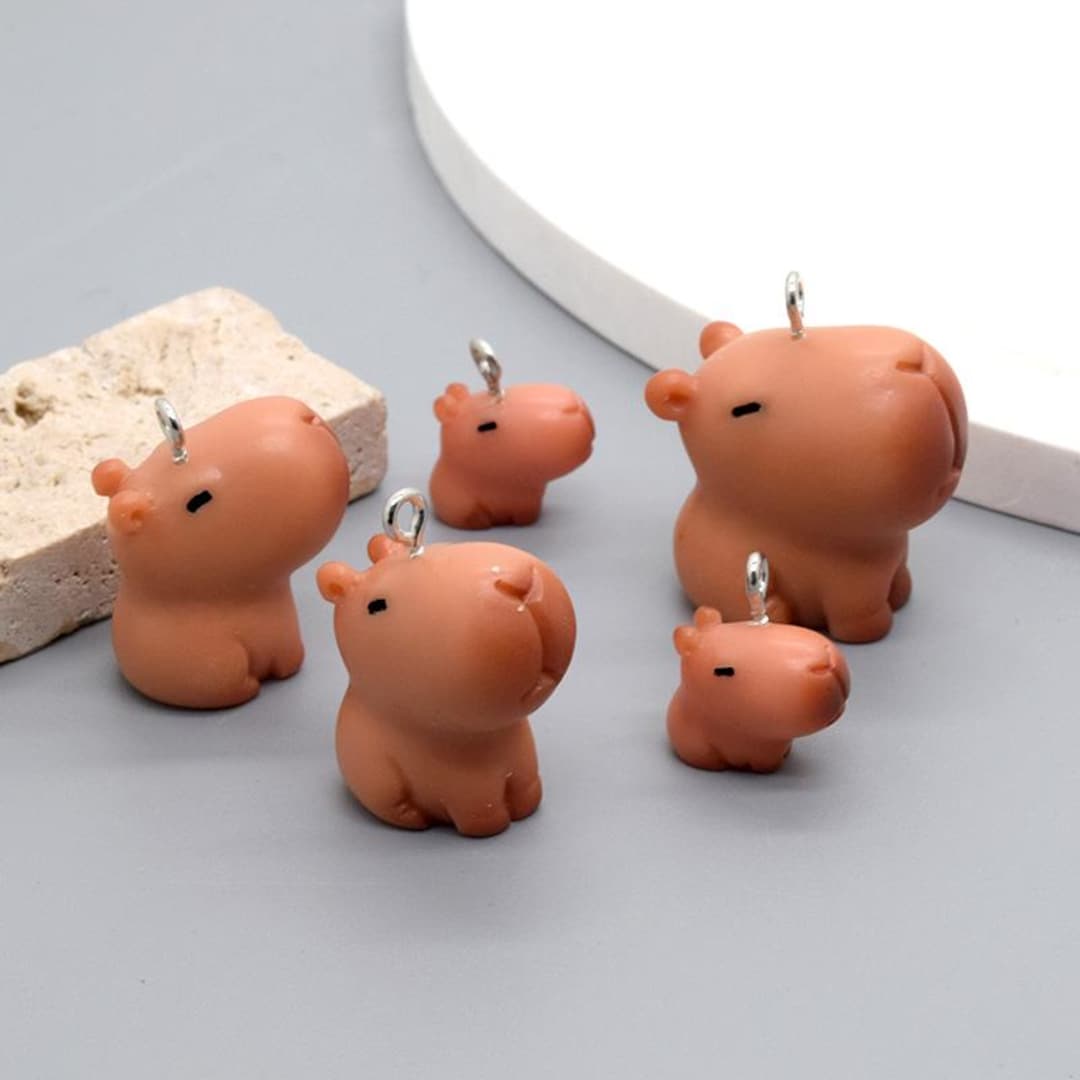 6/10pcs Kawaii Mini 3D Capybara Resin Charms Lovely Lazy Cavy Animal ...