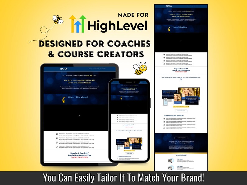 Editable GHL Sales Funnel Template for Course Creators, GHL Go High ...