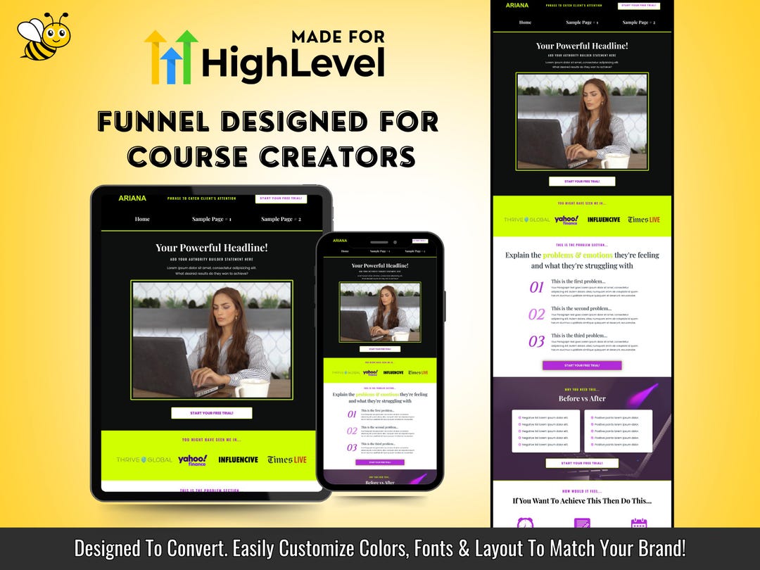 Course Creator Template for GHL Go High-level Sales Funnel for Courses ...