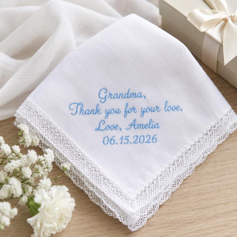 Personalized Wedding Handkerchief: Custom Embroidered Handkerchief for ...