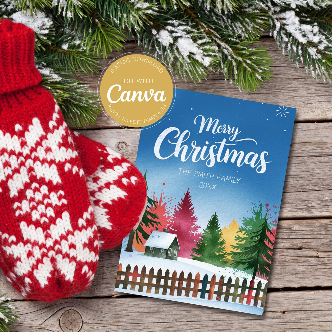 DIY Christmas Card Template, Simple Holiday Cards, Christmas Tree ...