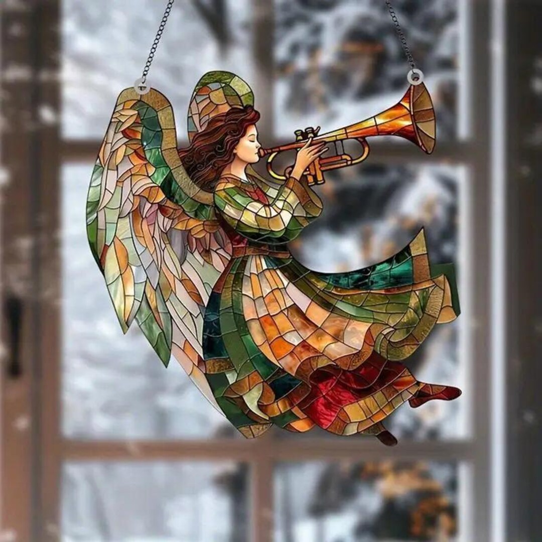 Angel Girl Suncatcher Stained Acrylic Window Light Catcher & Wall Art ...