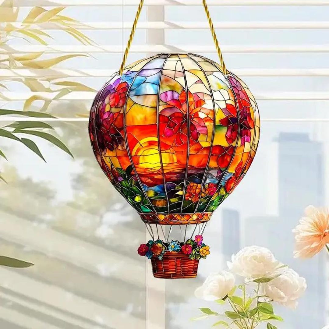 Hot Air Balloon Suncatcher Acrylic Stained Glass Window Hanging - Etsy
