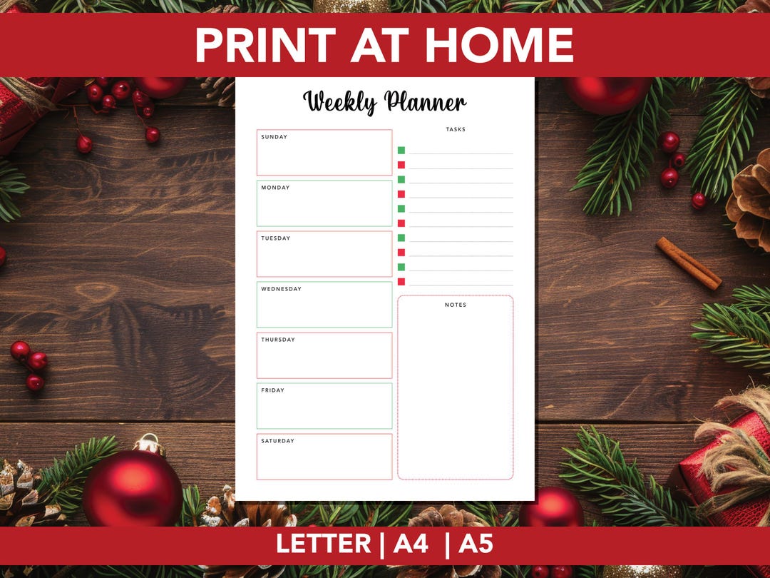Christmas Weekly Planner - PRINTABLE - Etsy