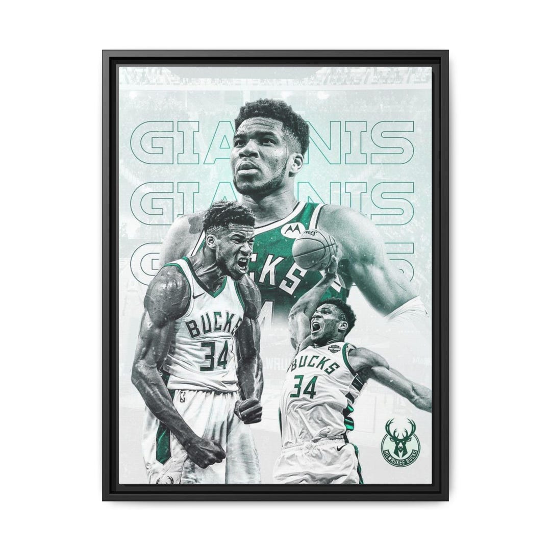Giannis Antetokounmpo Basketball Poster on Matte Canvas With Frame ...