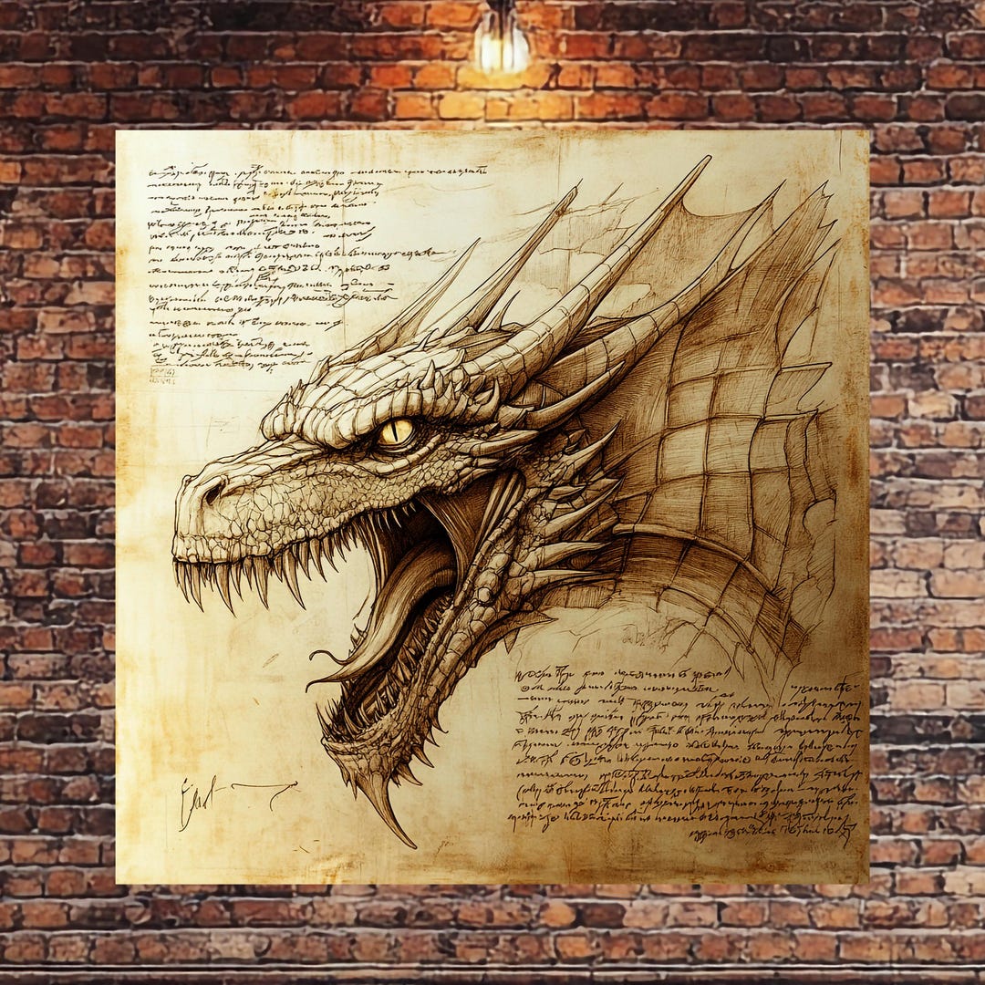 Dragon Wall Art, Dragon Diagram Canvas, Anatomical Diagram Print ...