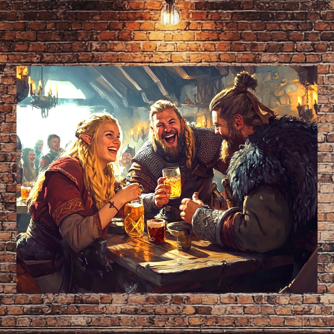 Fantasy Tavern Wall Art Medieval Tavern Art Print Elf Drinking Tavern ...