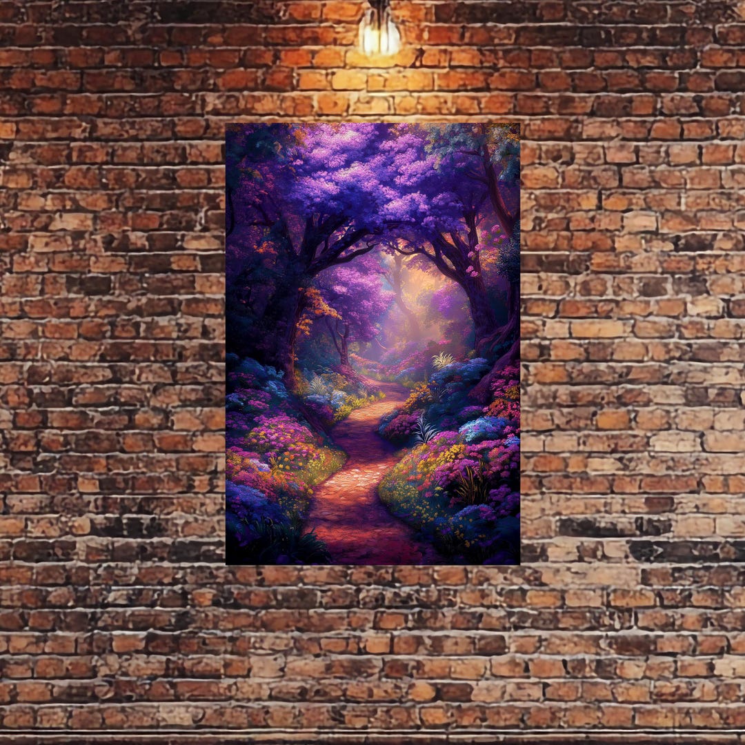 Enchanted Forest Poster, Colorful Fantasy Forest Print, Magical ...