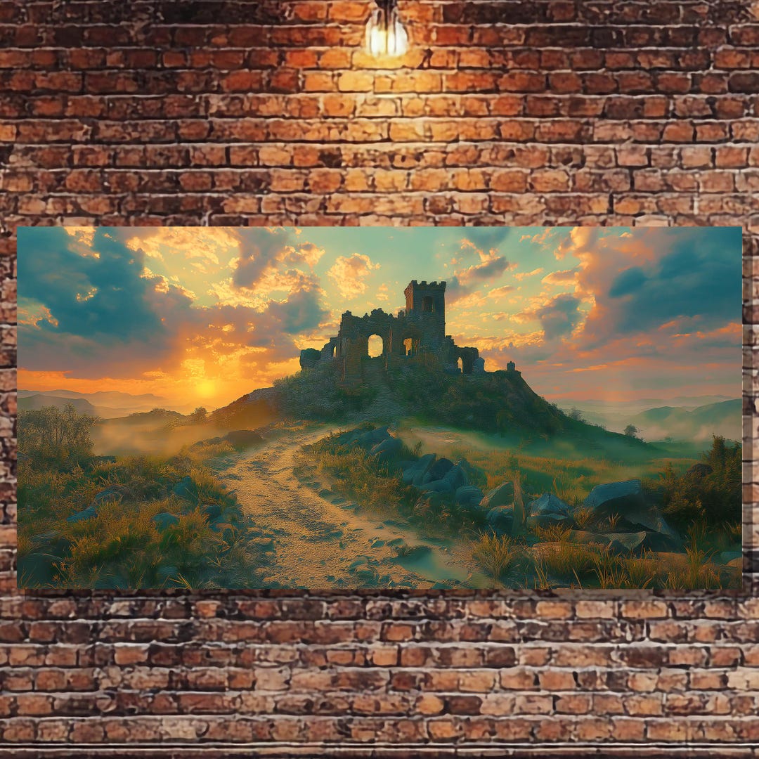 Gothic Castle Ruins Wall Art Canvas Print, Ancient Ruined Castle With ...