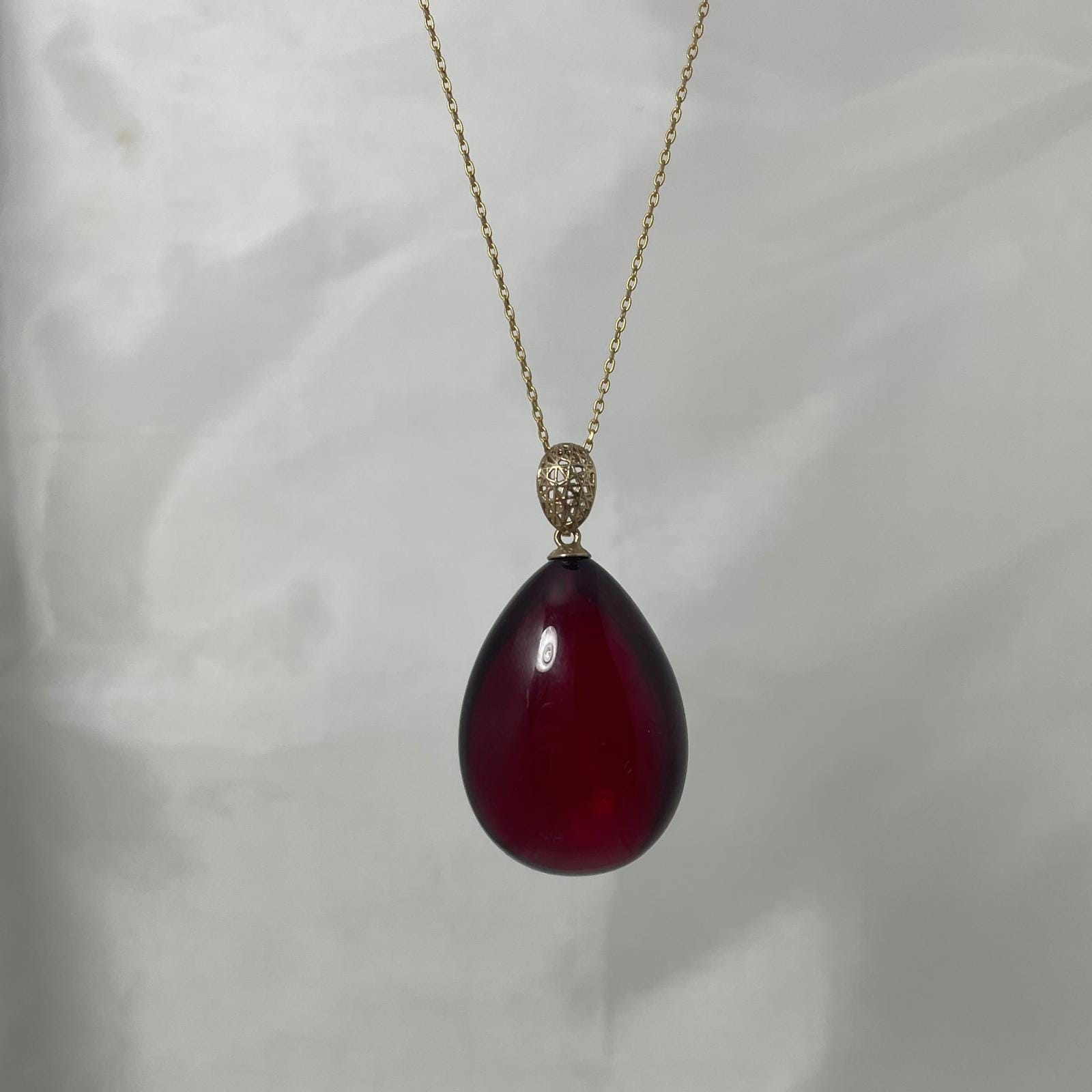 Amber Drop Pendant, Amber Teardrop, Gold Plated Sterling Silver, Oval ...