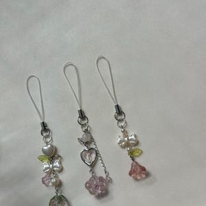 Pink Flower Phone Charms - Strawberry Dainty Beaded Phone Strap ...