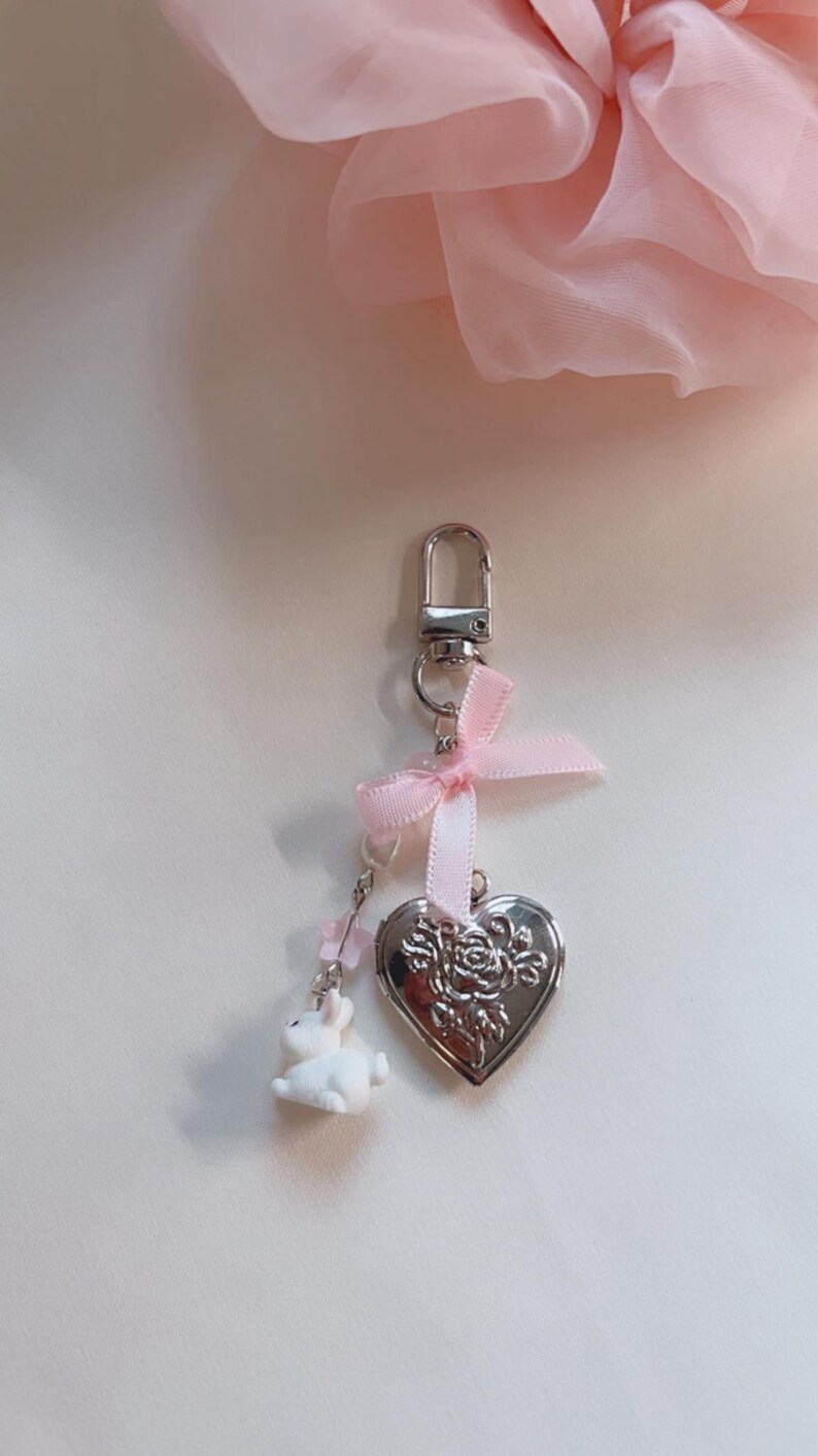 Coquette Pink Keychains Phone Charms | Cute Bunny Accessories ...