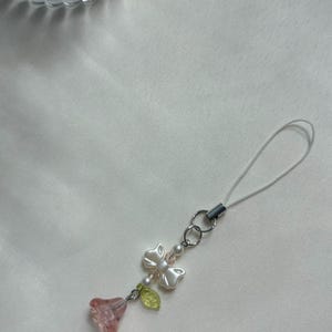 Pink Flower Phone Charms - Strawberry Dainty Beaded Phone Strap ...
