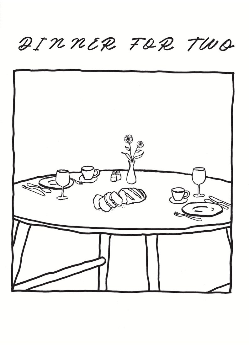 Minimalist Line Art dinner for Two Digital Download - Etsy