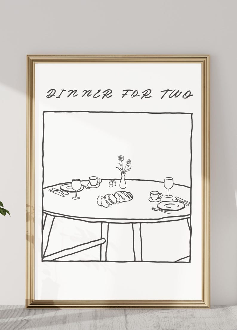 Minimalist Line Art dinner for Two Digital Download - Etsy