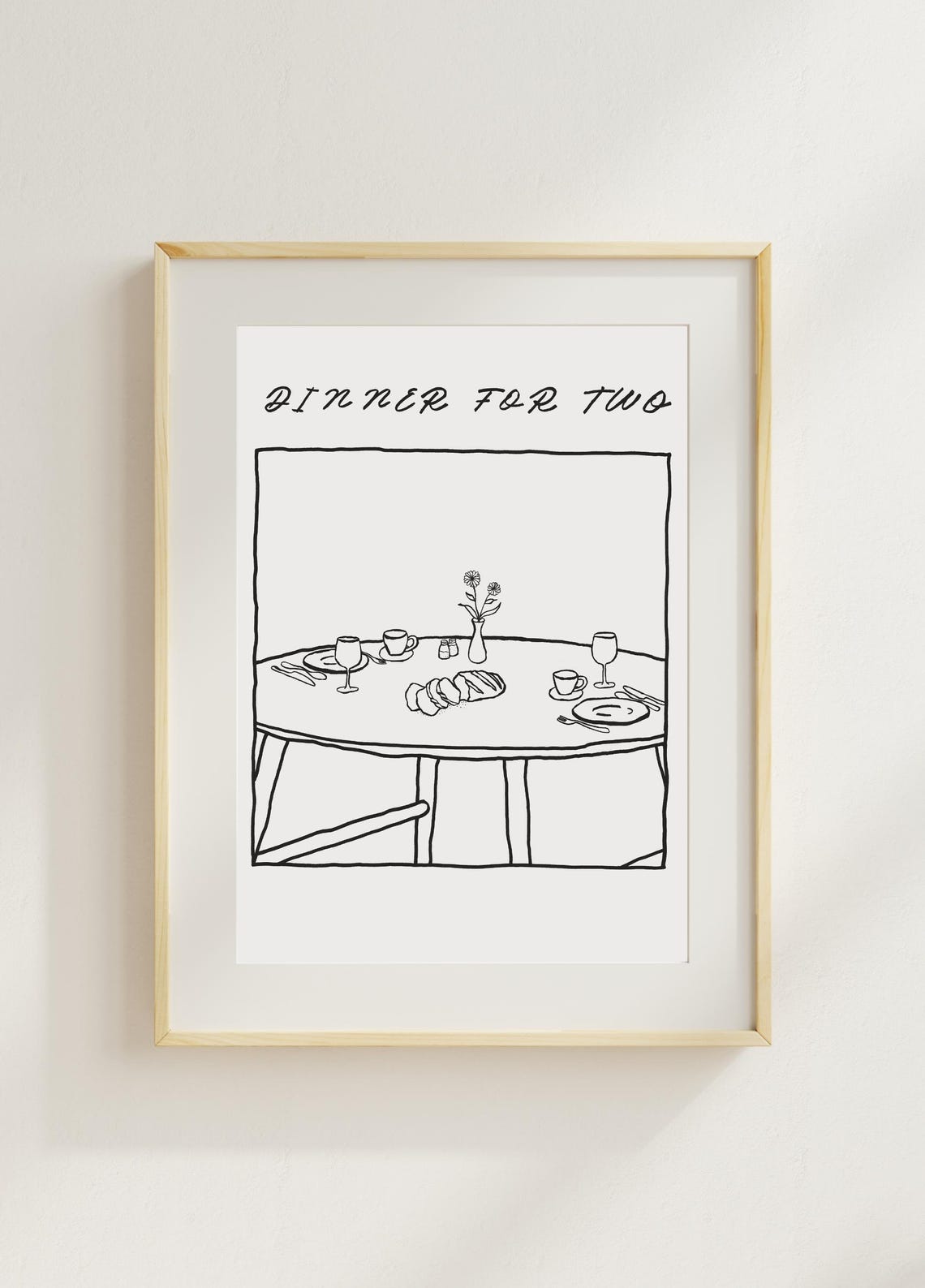 Minimalist Line Art dinner for Two Digital Download - Etsy