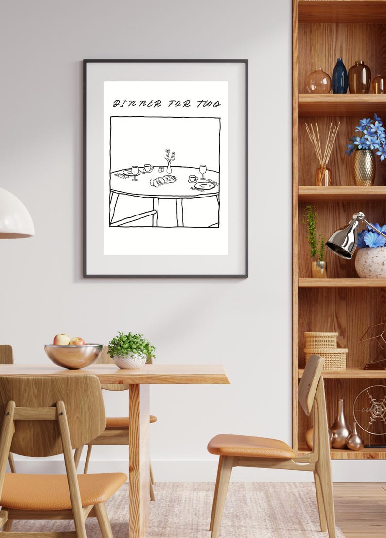 Minimalist Line Art dinner for Two Digital Download - Etsy