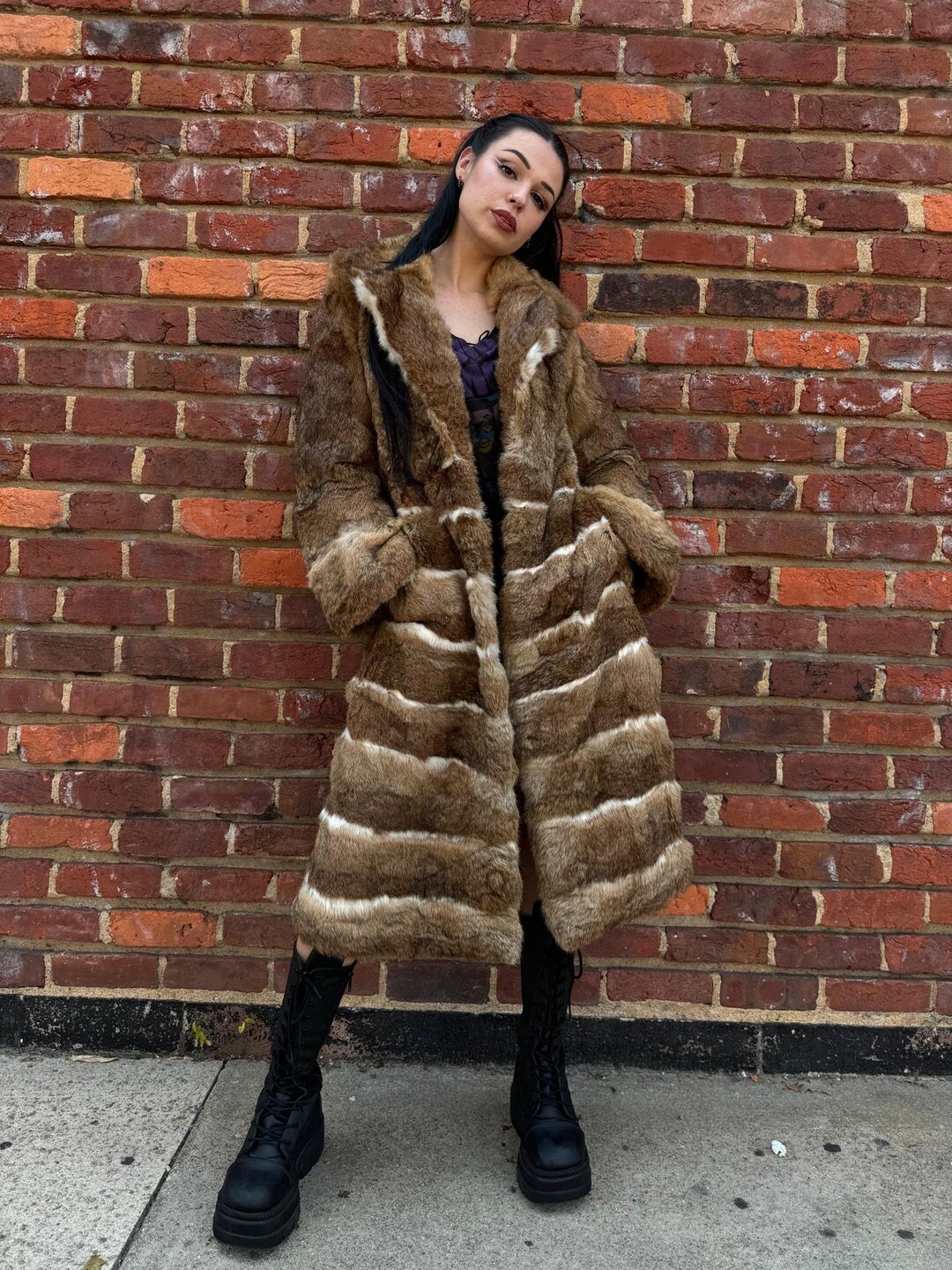 Vintage Genuine Animal Fur Coat Size Large - Etsy