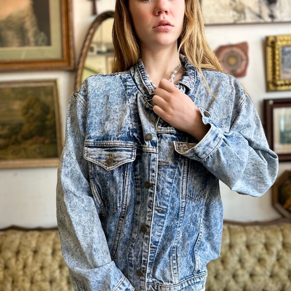 Acid Wash Denim Jacket - Etsy