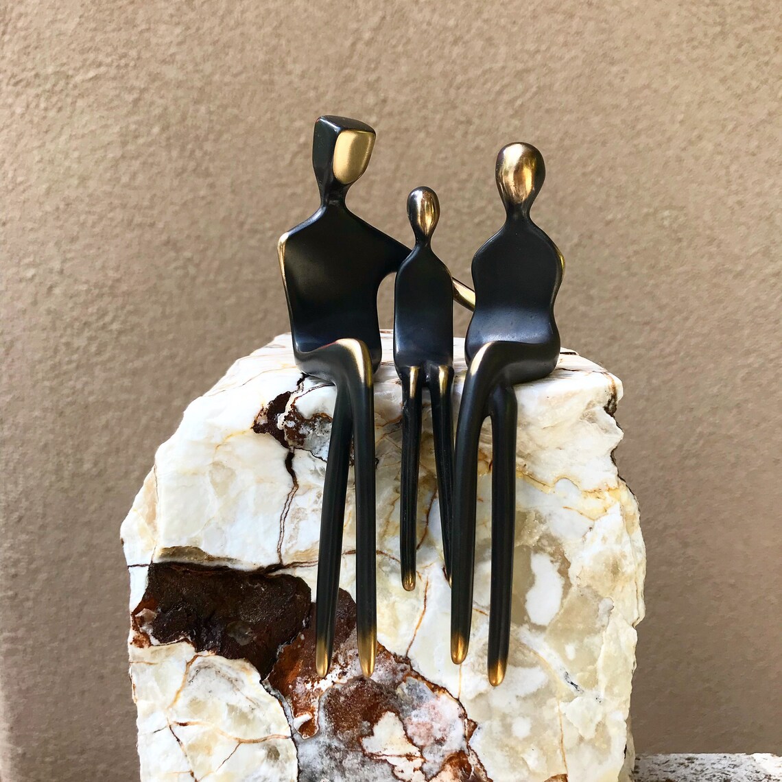 Bronze Family Portrait of Three Bronze Figurines - Etsy