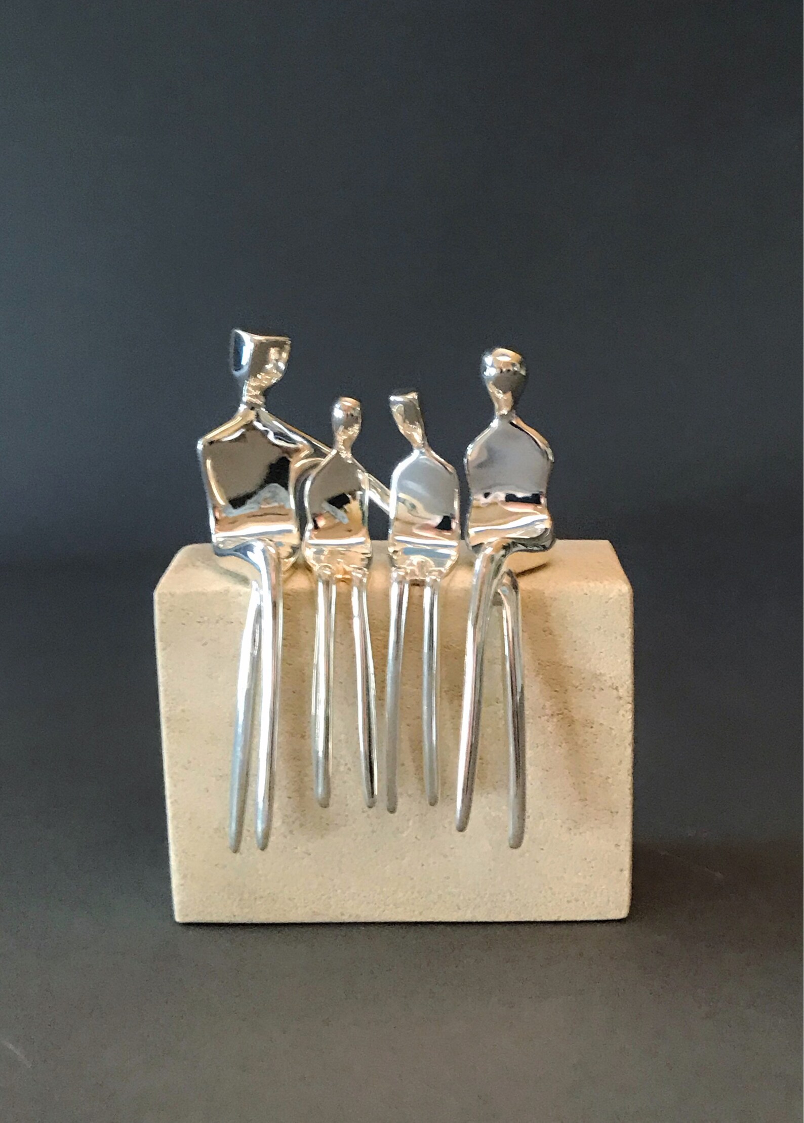 Silver Family of Four Attractive Family Portrait Silver | Etsy