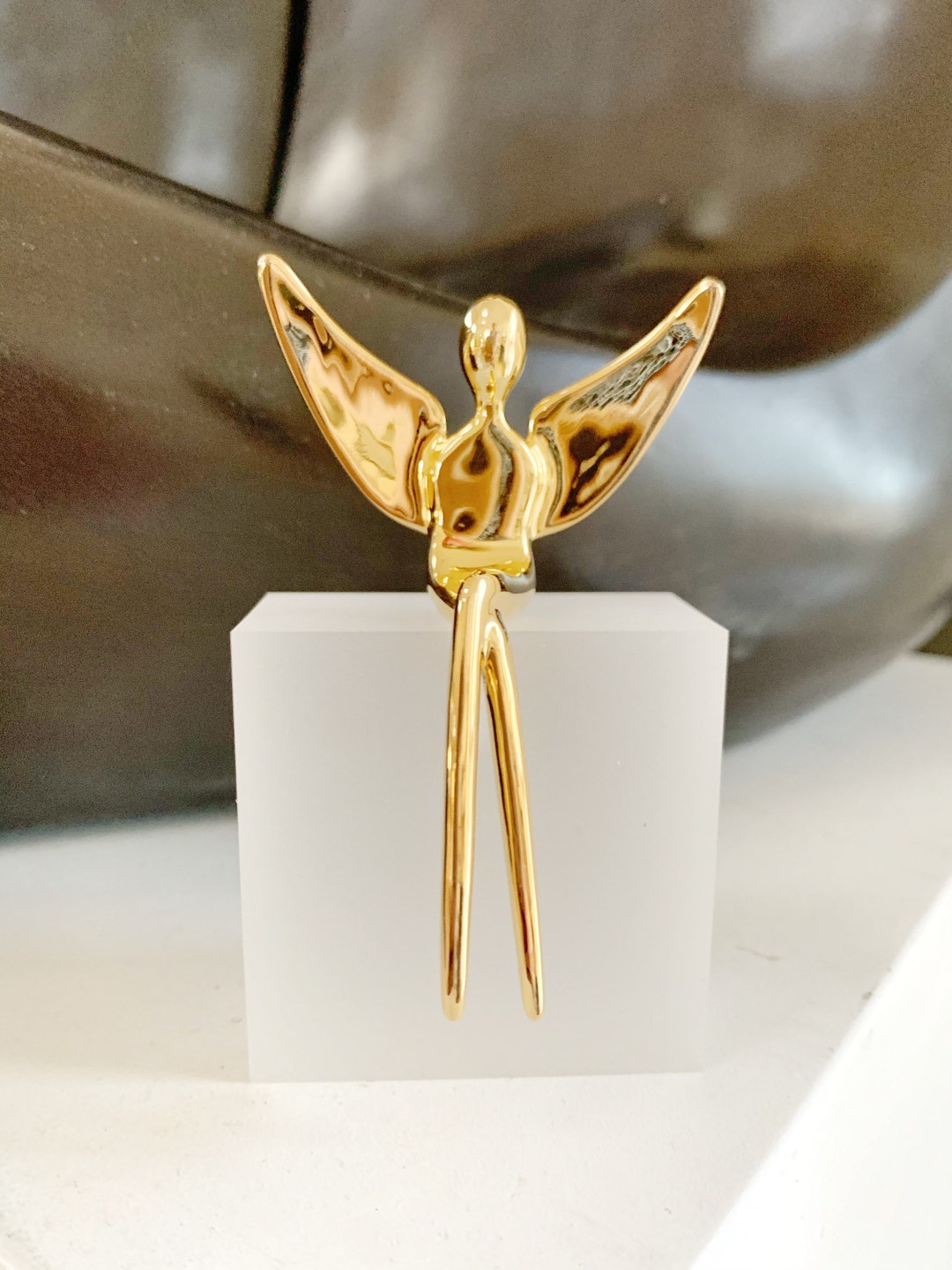 Gold Angel in 3”, Sitting Angel Figurine, Gold-plated Silver Angel ...