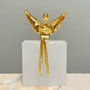 Gold Angel in 3”, Sitting Angel Figurine, Gold-plated Silver Angel ...