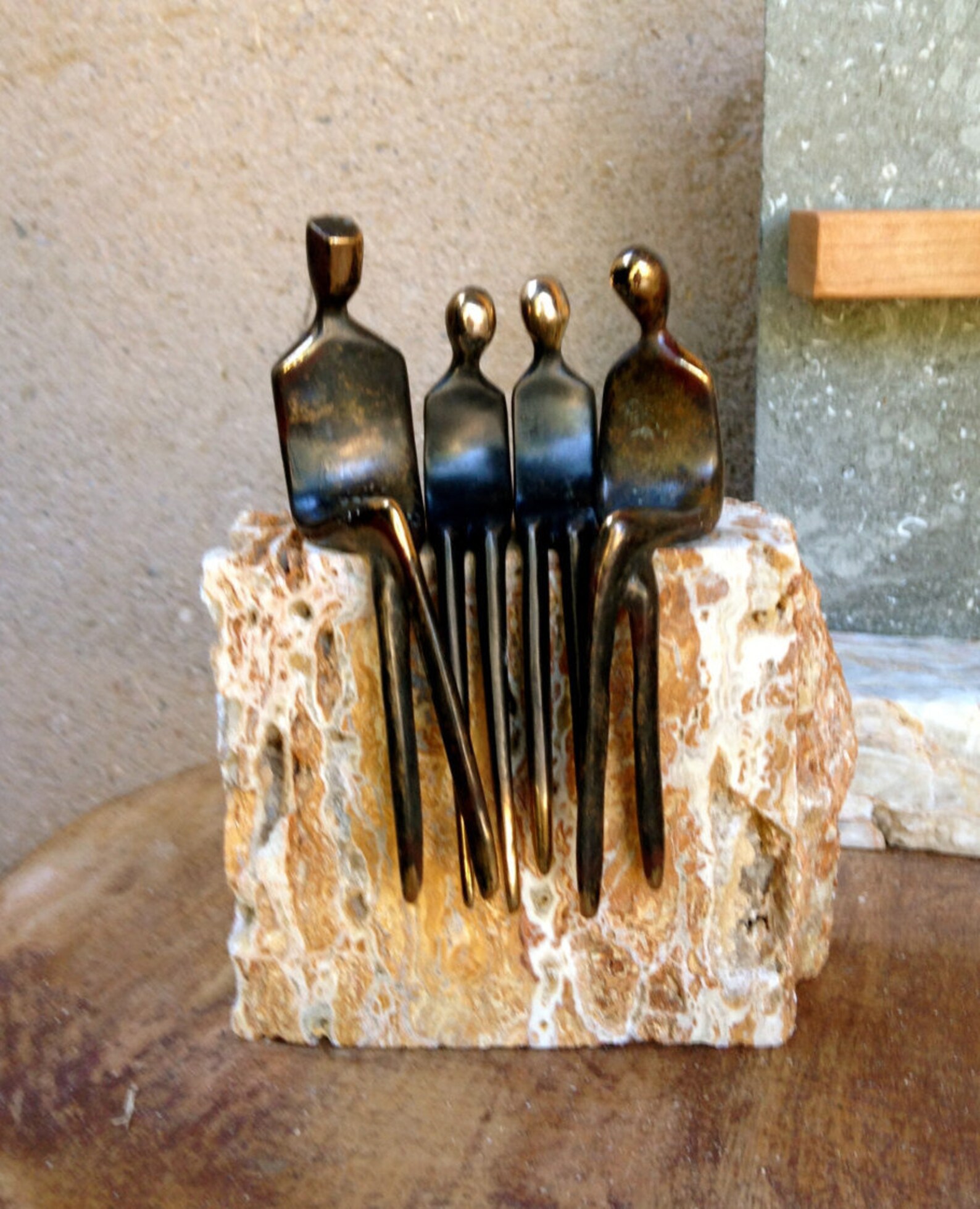 Family of Four Cast Bronze Sculpture Family Portrait Gifts - Etsy