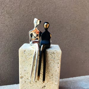 Mixed Couple | Silver and Bronze Sculpture | Engagement Wedding or ...