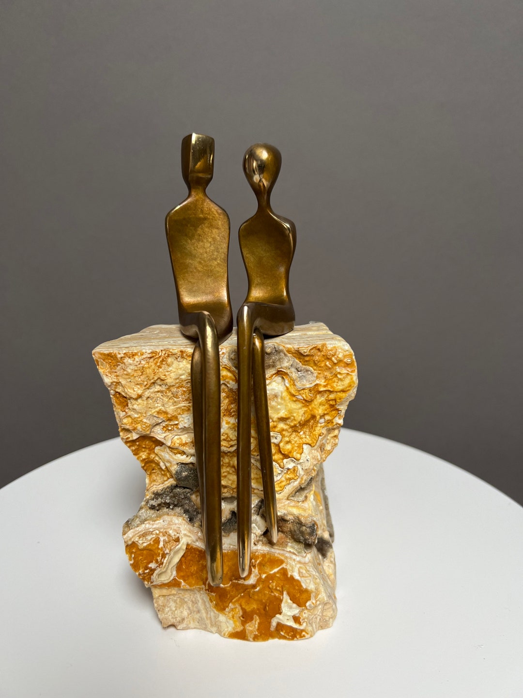 Bronze Sculpture on Travertine With Crystal. - Etsy