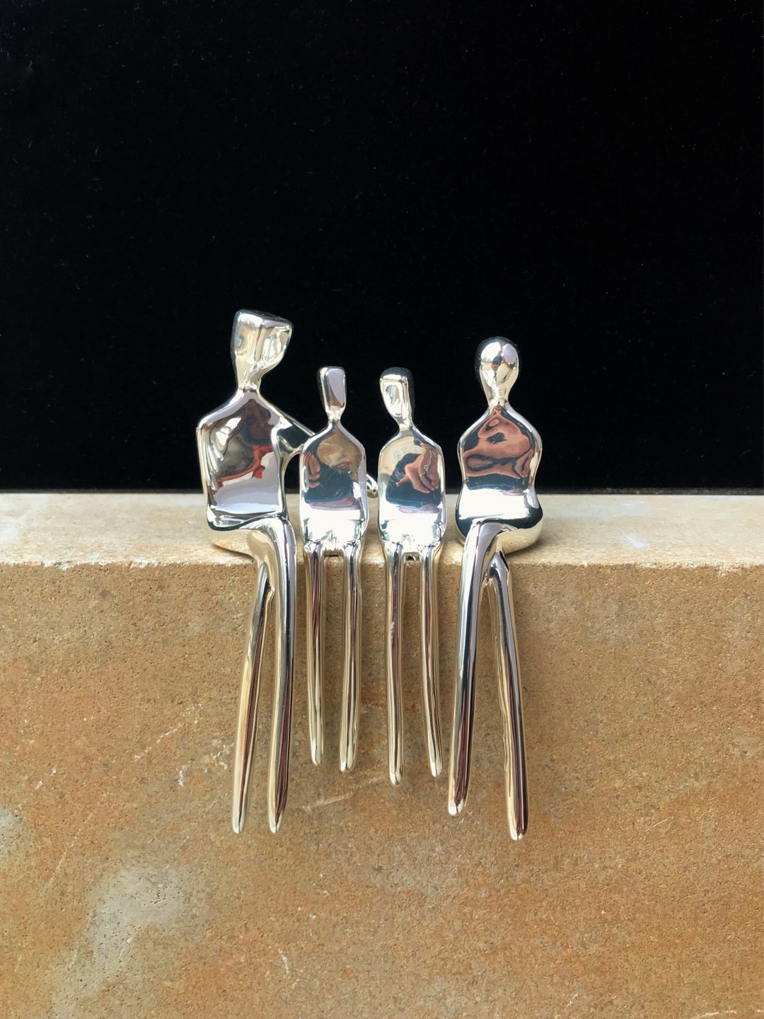 Silver Family of Four | Attractive Family Portrait | Silver Plated ...