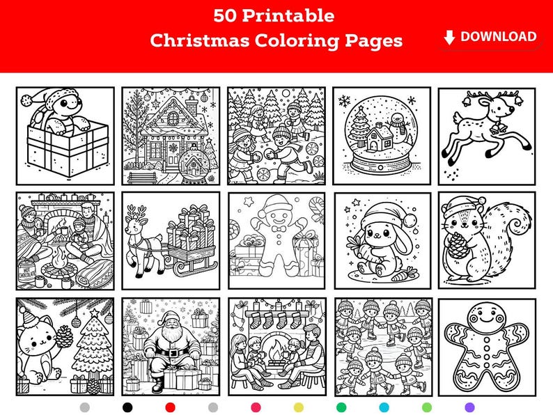 50 Christmas Coloring Pages for Kids, Printable Coloring Pages ...
