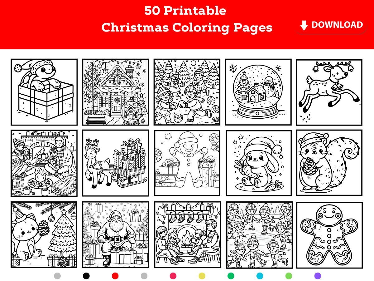 50 Christmas Coloring Pages for Kids, Printable Coloring Pages ...