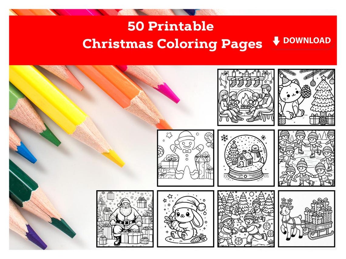 50 Christmas Coloring Pages for Kids, Printable Coloring Pages ...