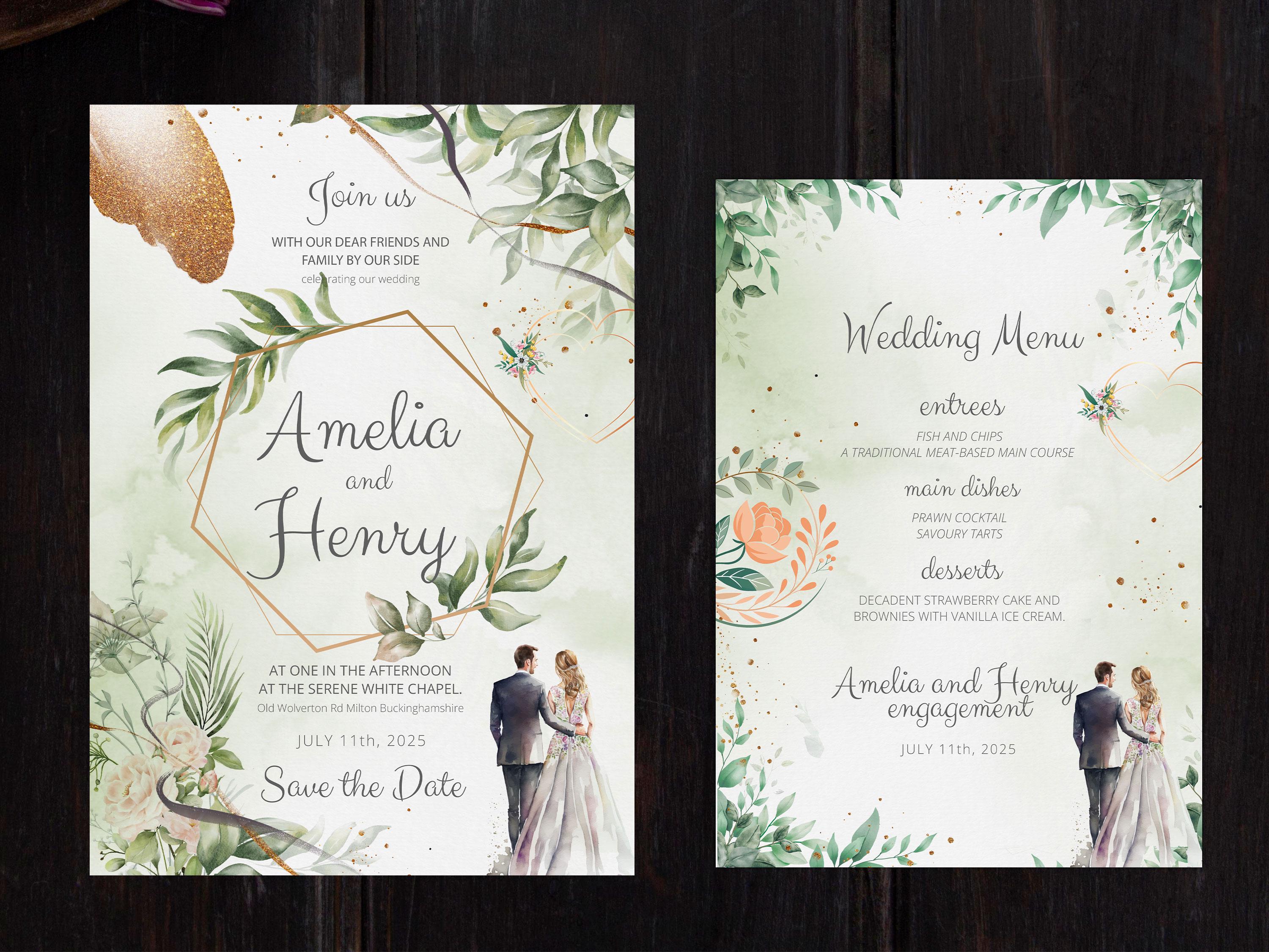 Editable Wedding Invitation, Printable Wedding Invitation Template Set ...