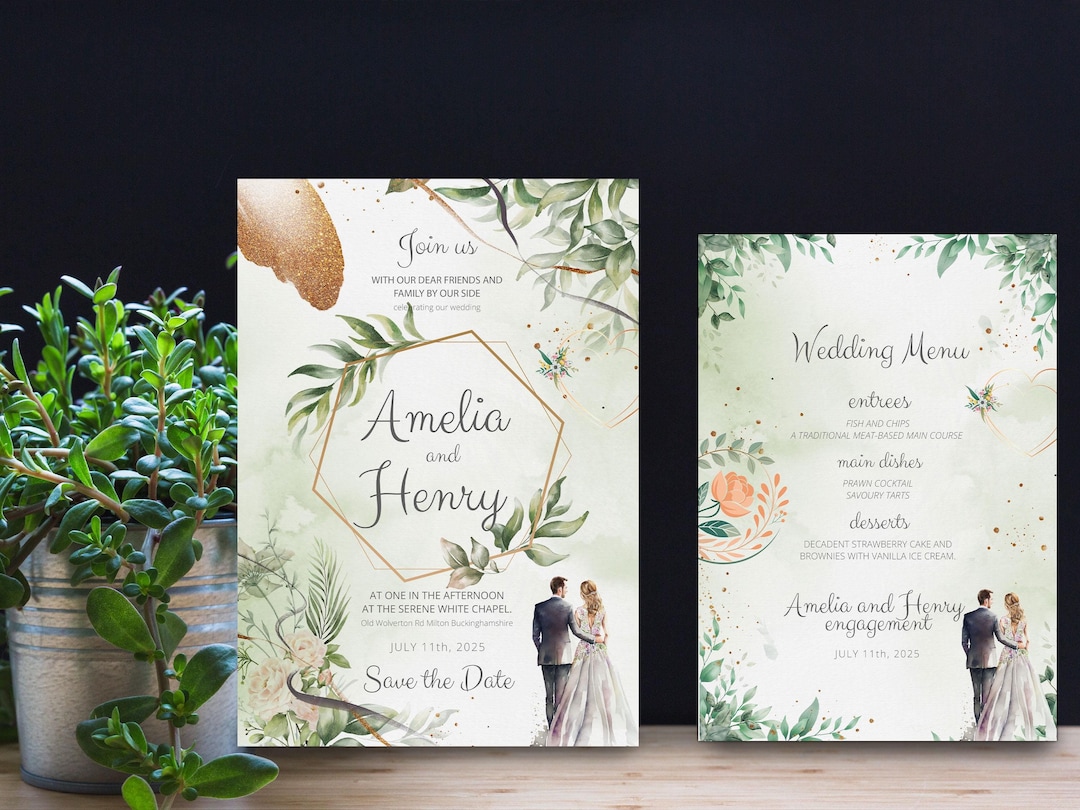 Editable Wedding Invitation, Printable Wedding Invitation Template Set ...