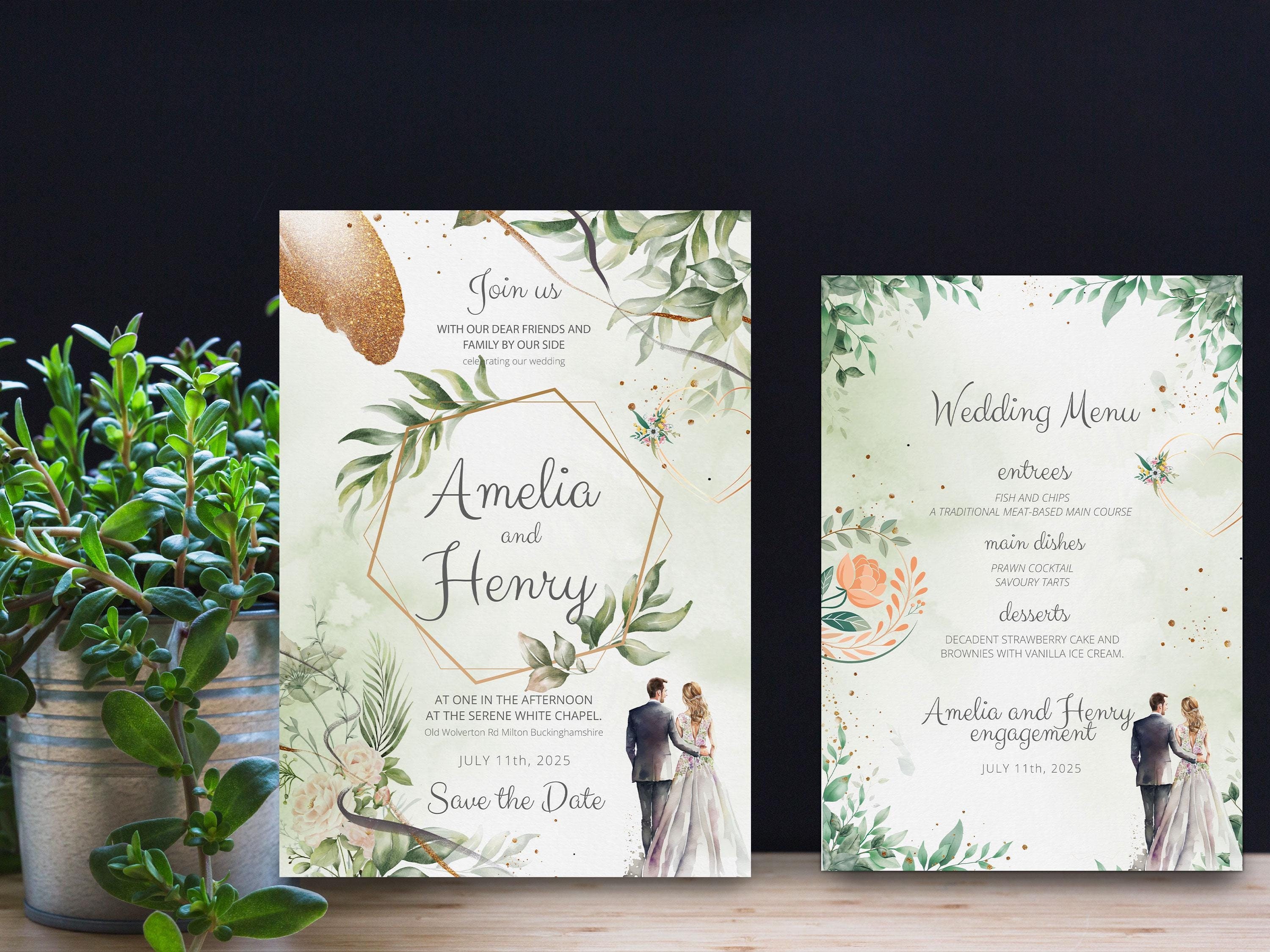 Editable Wedding Invitation, Printable Wedding Invitation Template Set ...