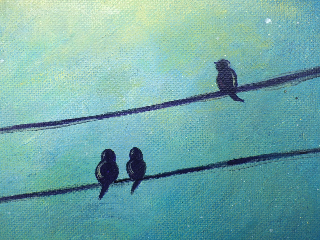 Birds On Wire Painting