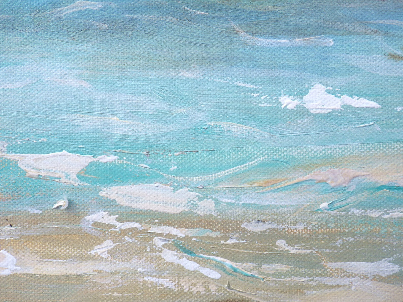 Large Beach Painting of Shoreline in Blue Turquoise Large - Etsy
