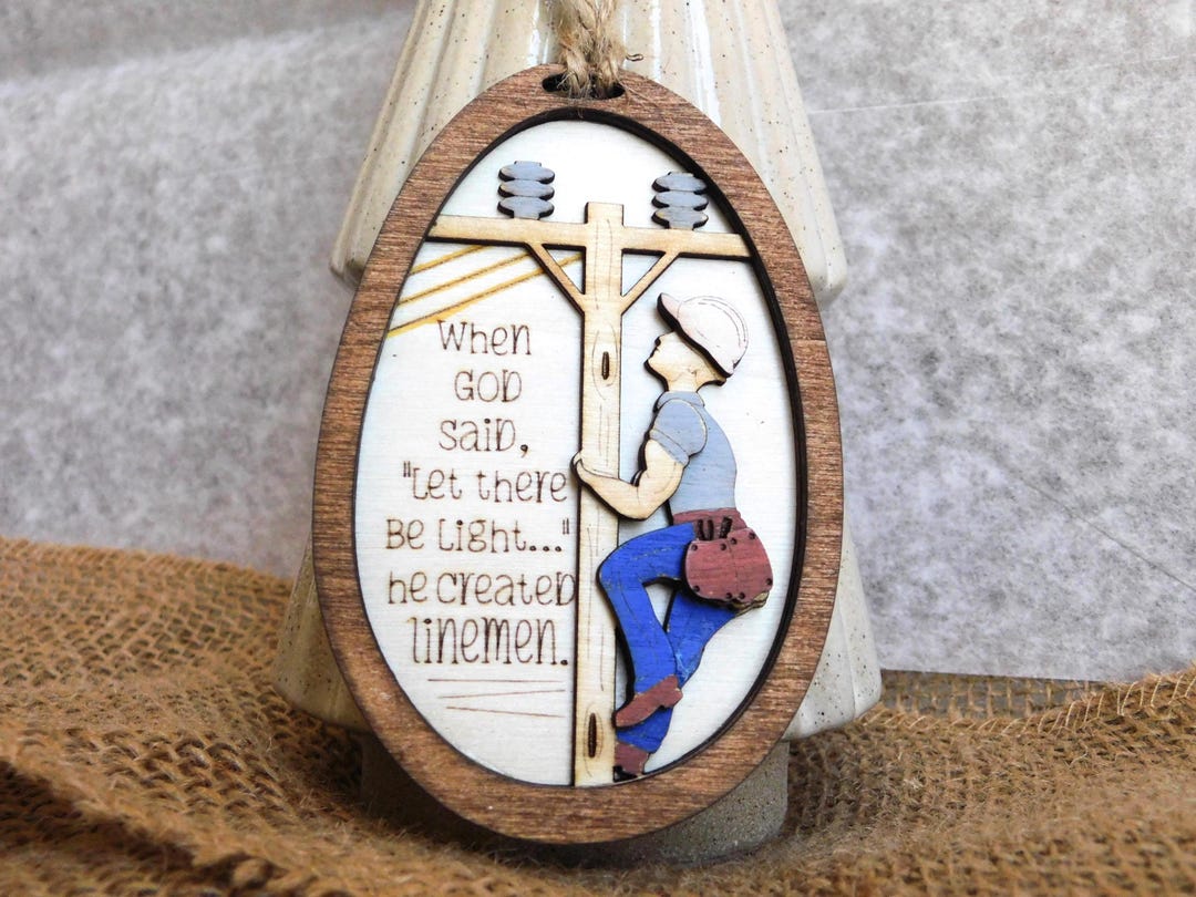 God Created Linemen Wooden Ornament Christmas Gift - Etsy
