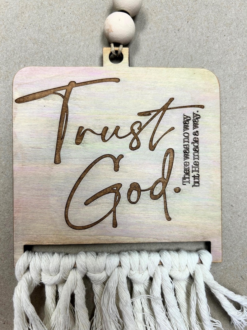 Religious Car Charm - Trust God Charm - Wooden Car Charm - Christian ...