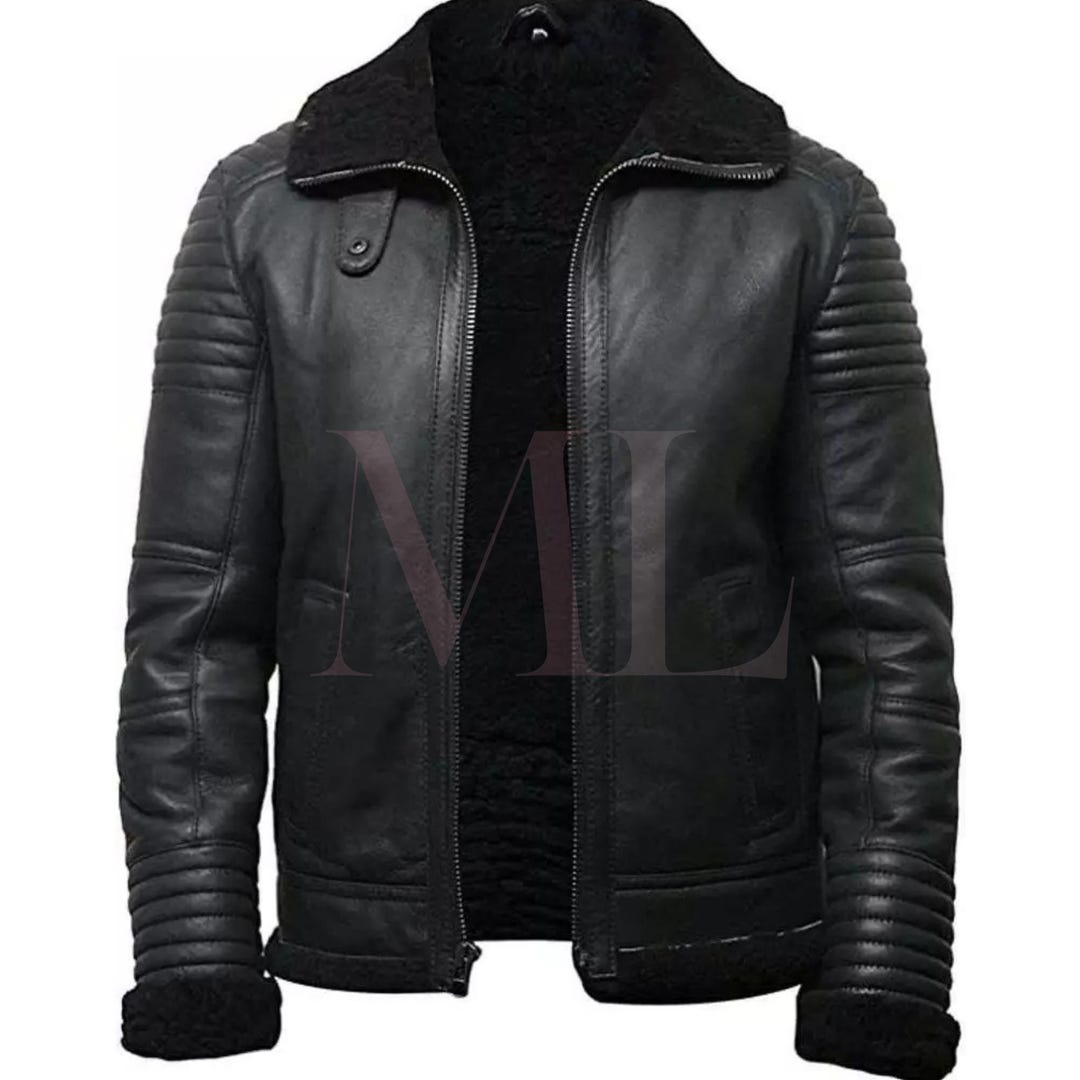 Men’s RAF Aviator Real Leather Jacket Bomber B3 Sheepskin Pilot Flying ...