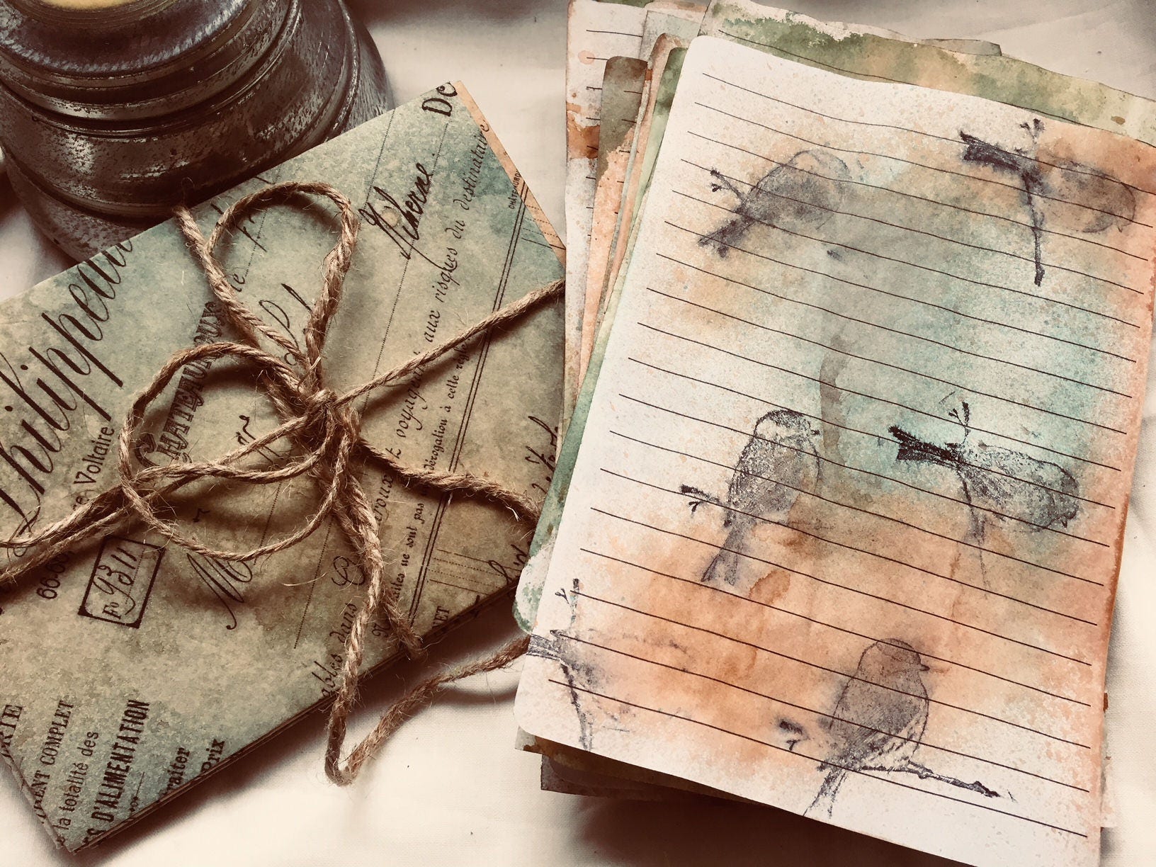 Hand Aged Writing Paper Stationary Set of 12 - Etsy Israel