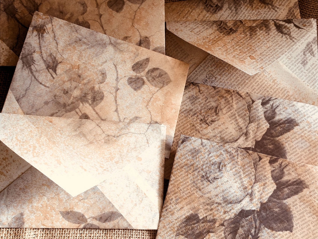 Hand Aged / Handmade Floral Envelopes Set of 7 (lot 8) - Etsy