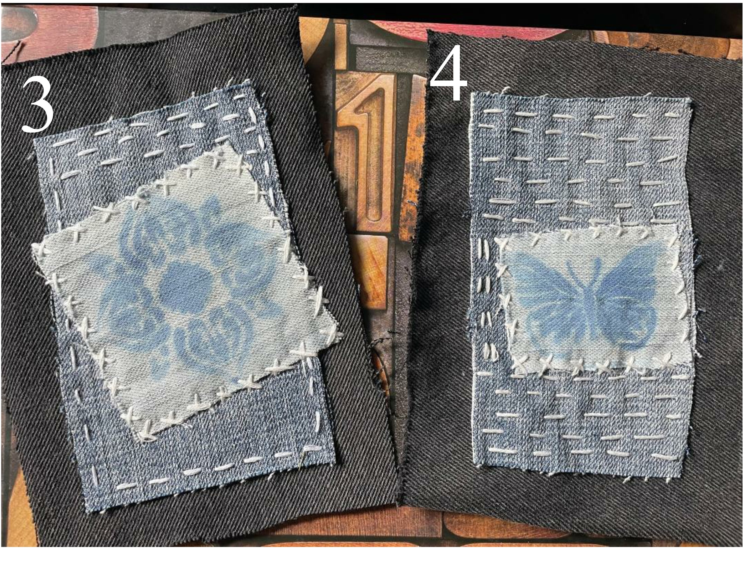 Slow Stitch Sashiko Boro Denim Patch Sew on Embellishment With Visible ...