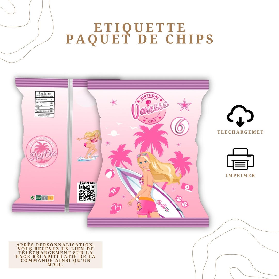 Barbie Themed Crisps Packet Packaging - Etsy
